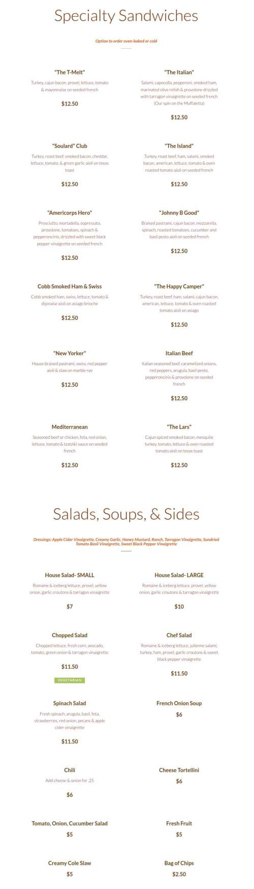 Ninth Street Deli @ Howard's menu in St. Louis, Missouri, USA