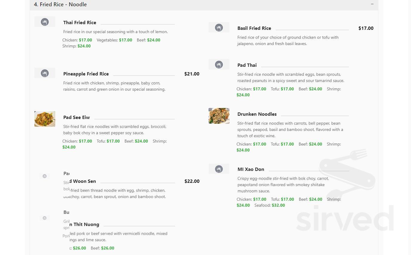 Menu - Westchester IL's Thithi's Fine Dining | Sirved