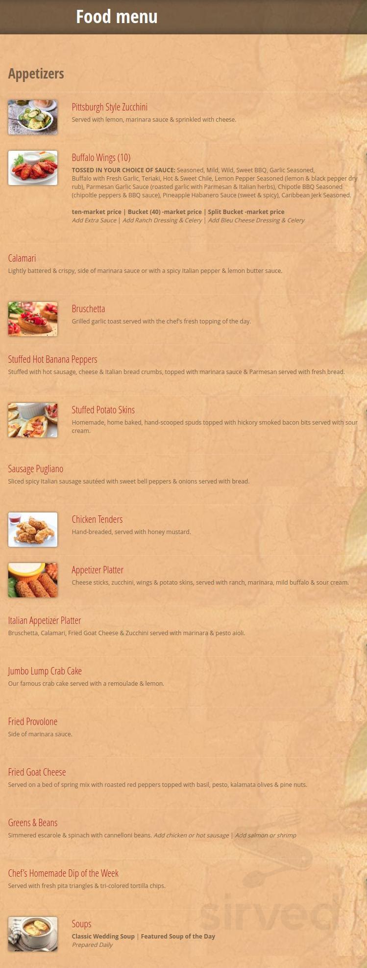 Menu for Pugliano's Italian Grill in Pittsburgh, PA | Sirved