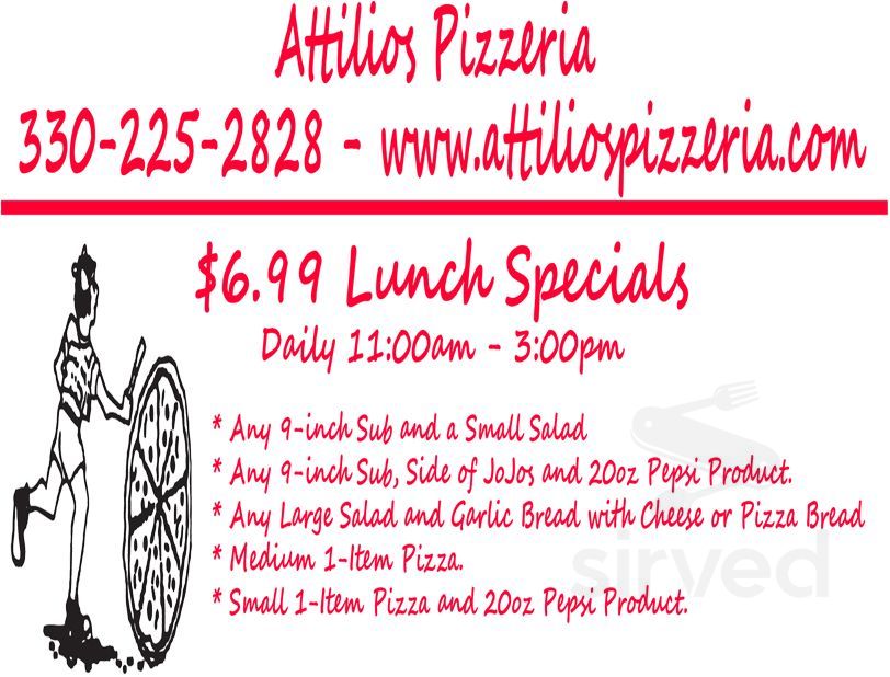Attilio's Pizzeria menu in Brunswick, Ohio, USA