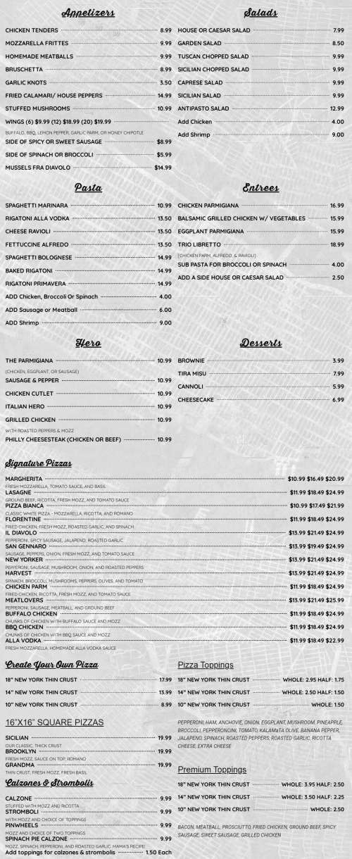Librettos Pizzeria menu in Charlotte, North Carolina, USA