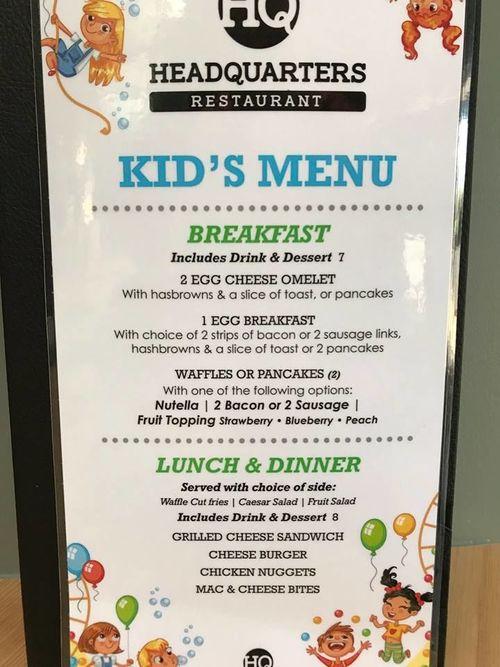 Headquarters Restaurant and Bar menu in Sherwood Park, Alberta, Canada