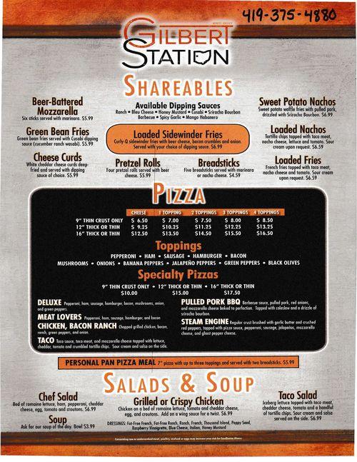 Gilbert Station Bar and Grill menu in Burkettsville, Ohio, USA