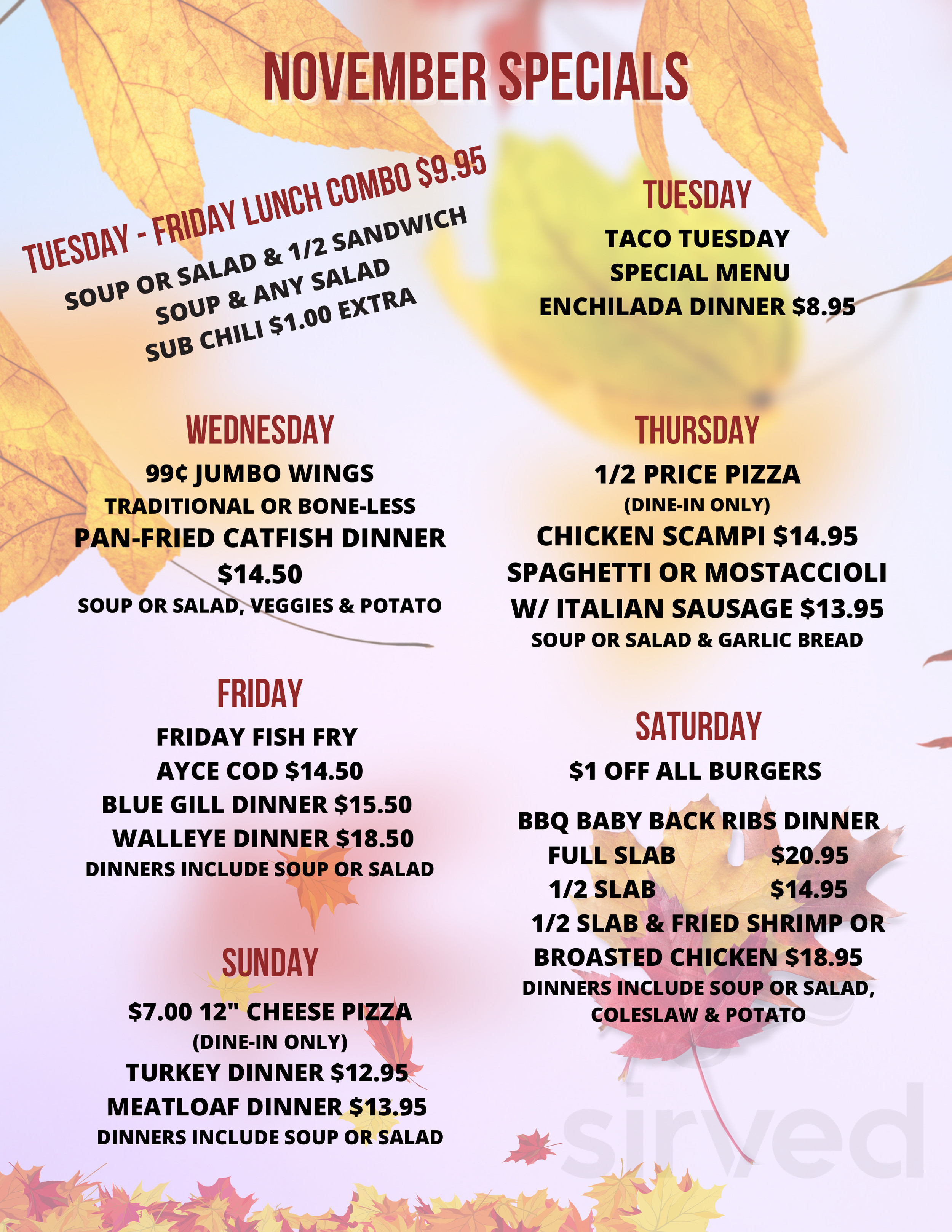 Cullom Knoll menu in McCullom Lake, Illinois, USA