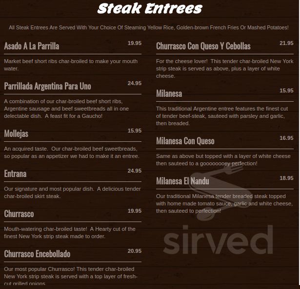 Menu - Chicago IL's El Nandu Restaurant | Sirved