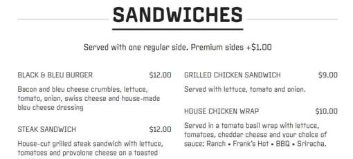Menu for Rake's Place in Zanesville, OH | Sirved