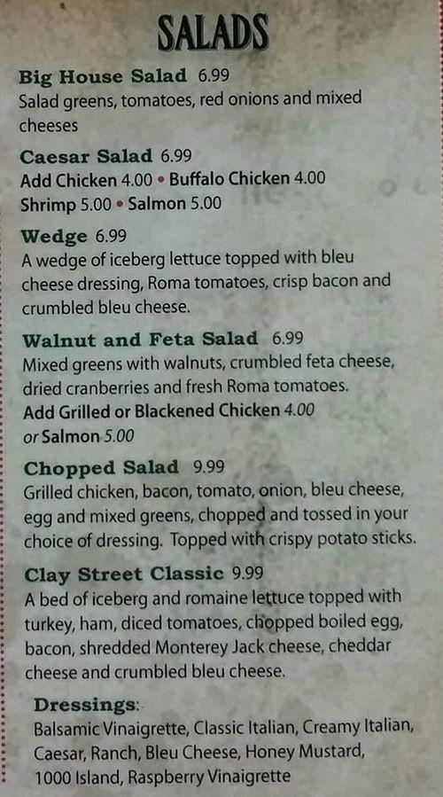 Clay Street Grill menu in Austinburg, Ohio, USA