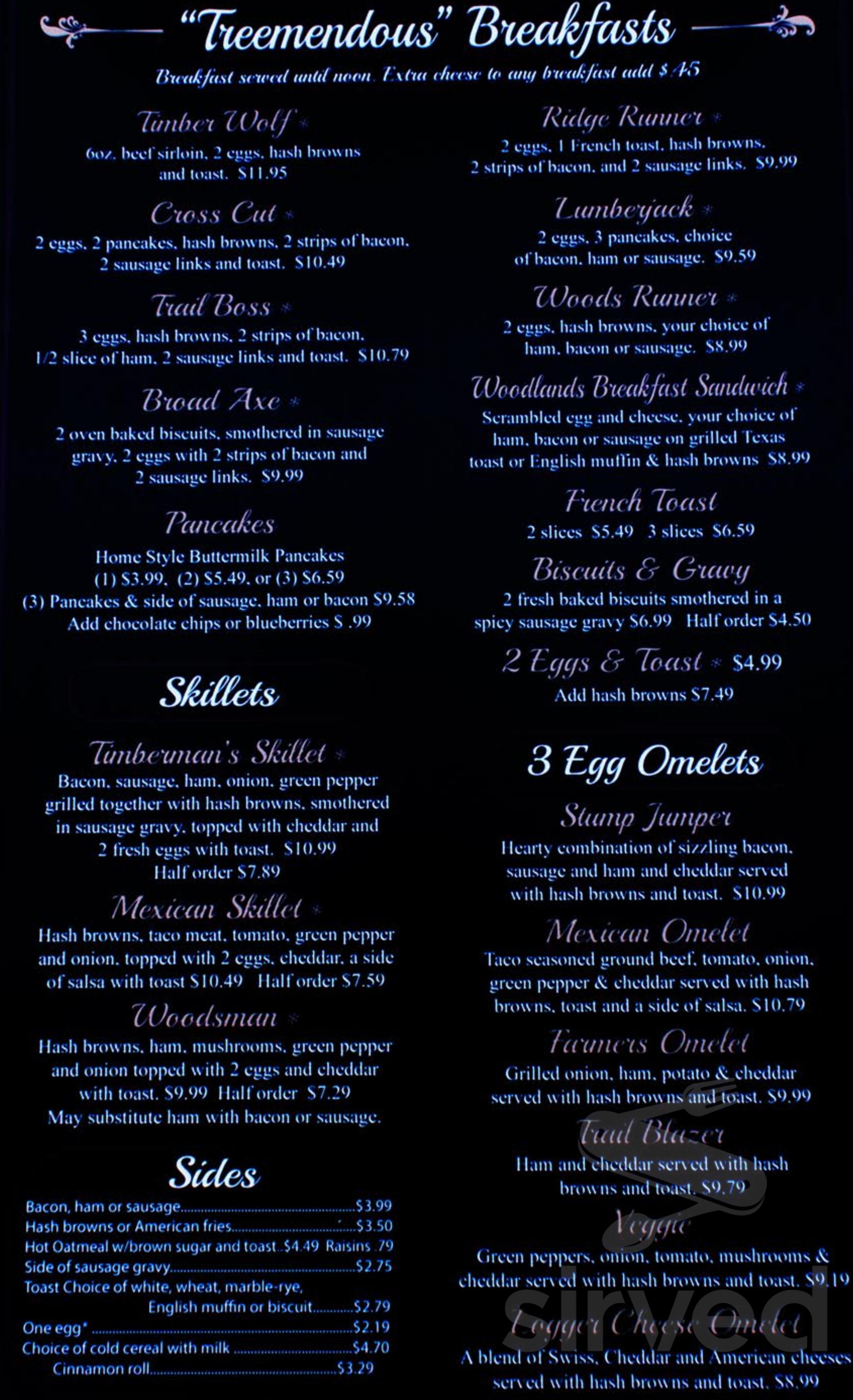 The Tanglewood Inn menu in Shingleton, Michigan, USA
