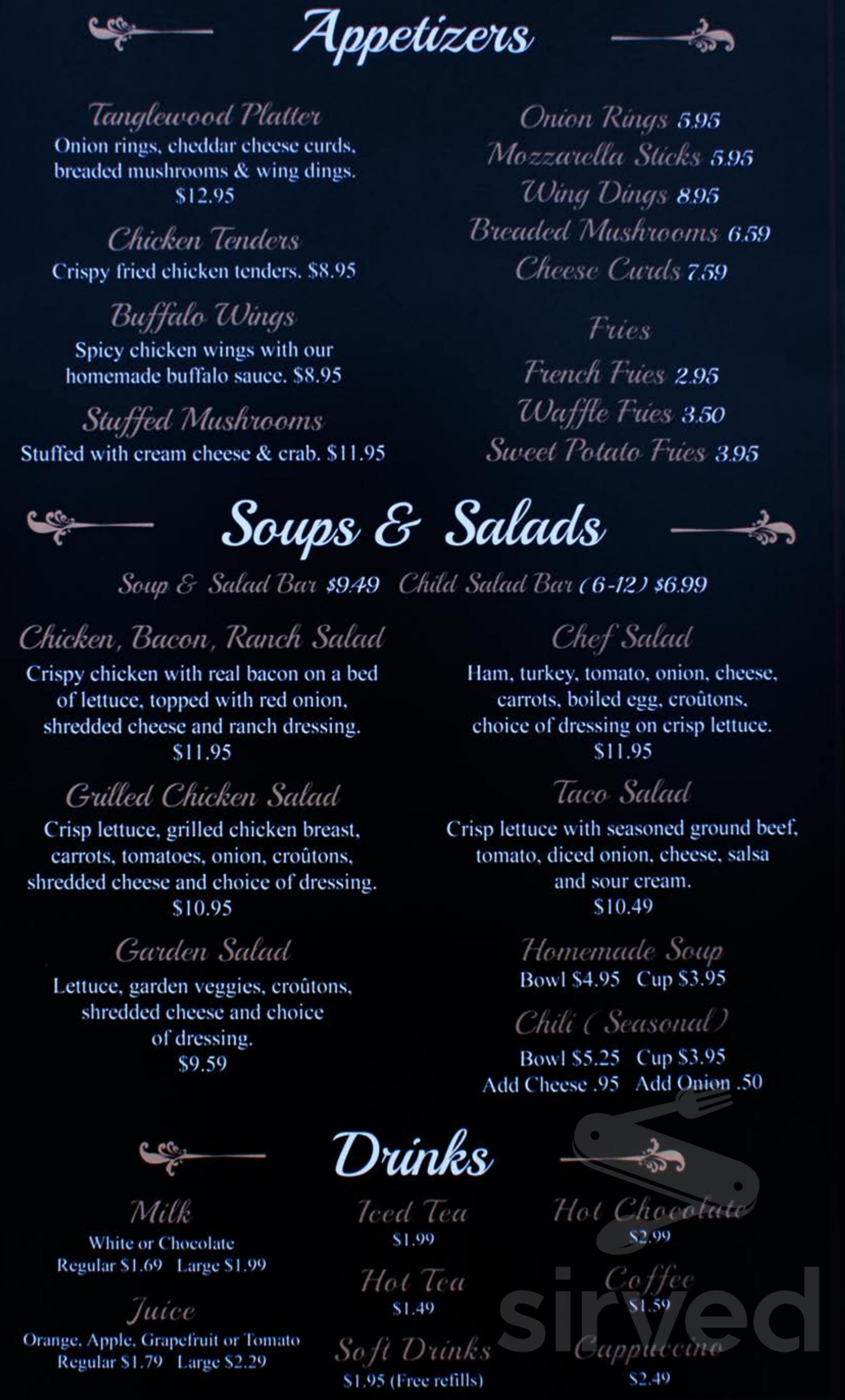 The Tanglewood Inn menu in Shingleton, Michigan, USA