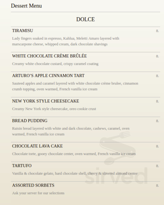Tre Scalini Restaurant menu in New Haven, Connecticut, USA