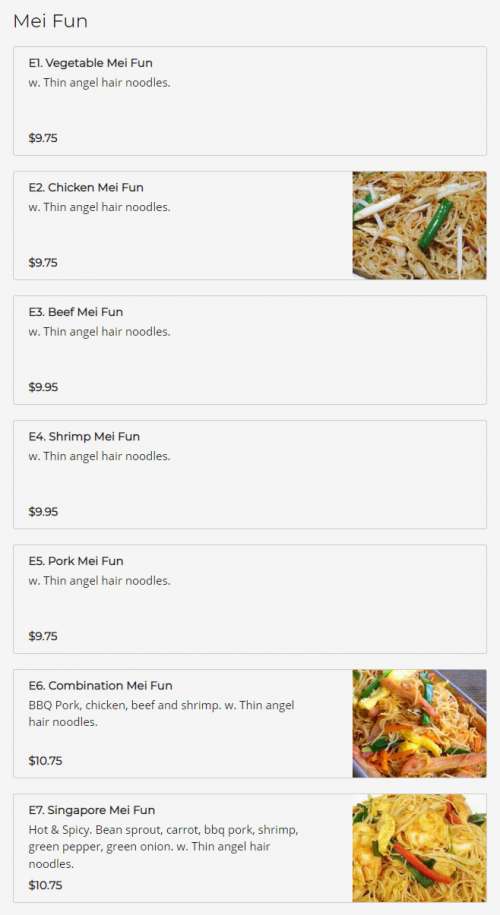 NAM KING RESTAURANT menu in Memphis, Tennessee, USA
