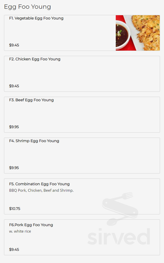 NAM KING RESTAURANT menu in Memphis, Tennessee, USA