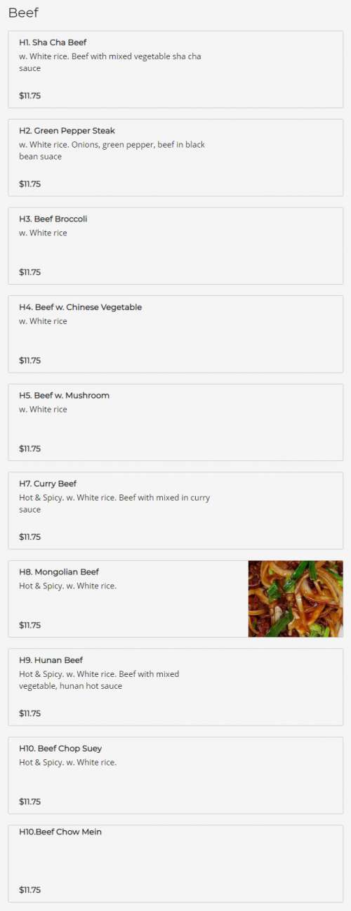 NAM KING RESTAURANT menu in Memphis, Tennessee, USA