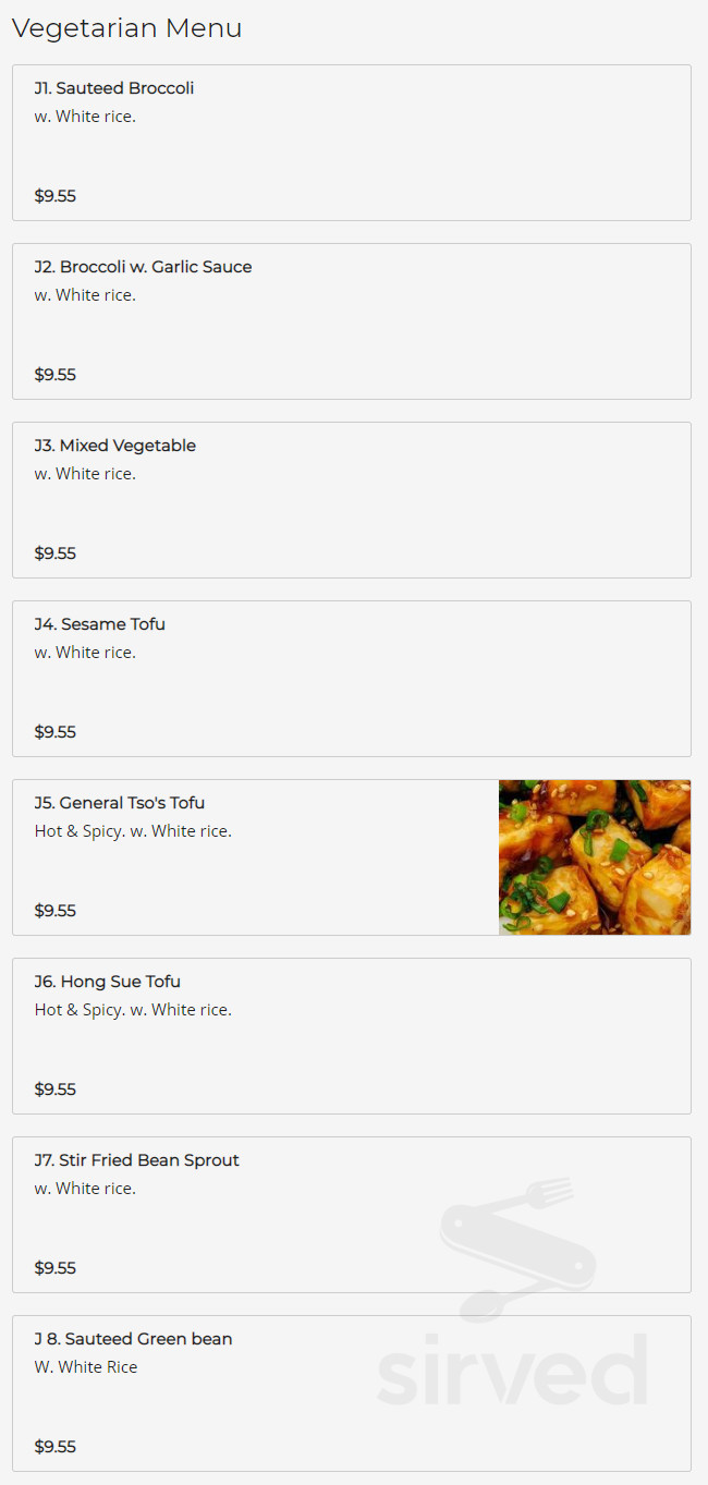 NAM KING RESTAURANT menu in Memphis, Tennessee, USA