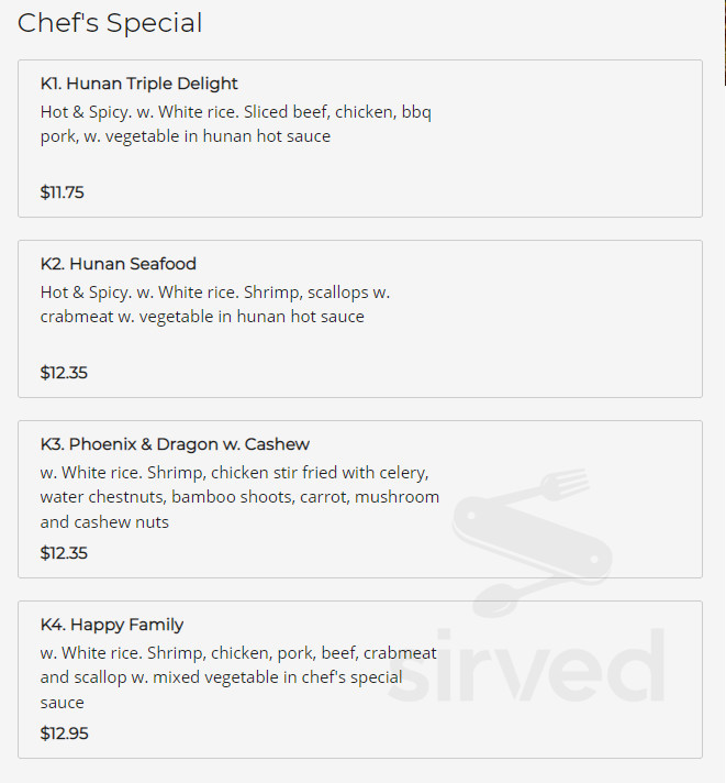 NAM KING RESTAURANT menu in Memphis, Tennessee, USA
