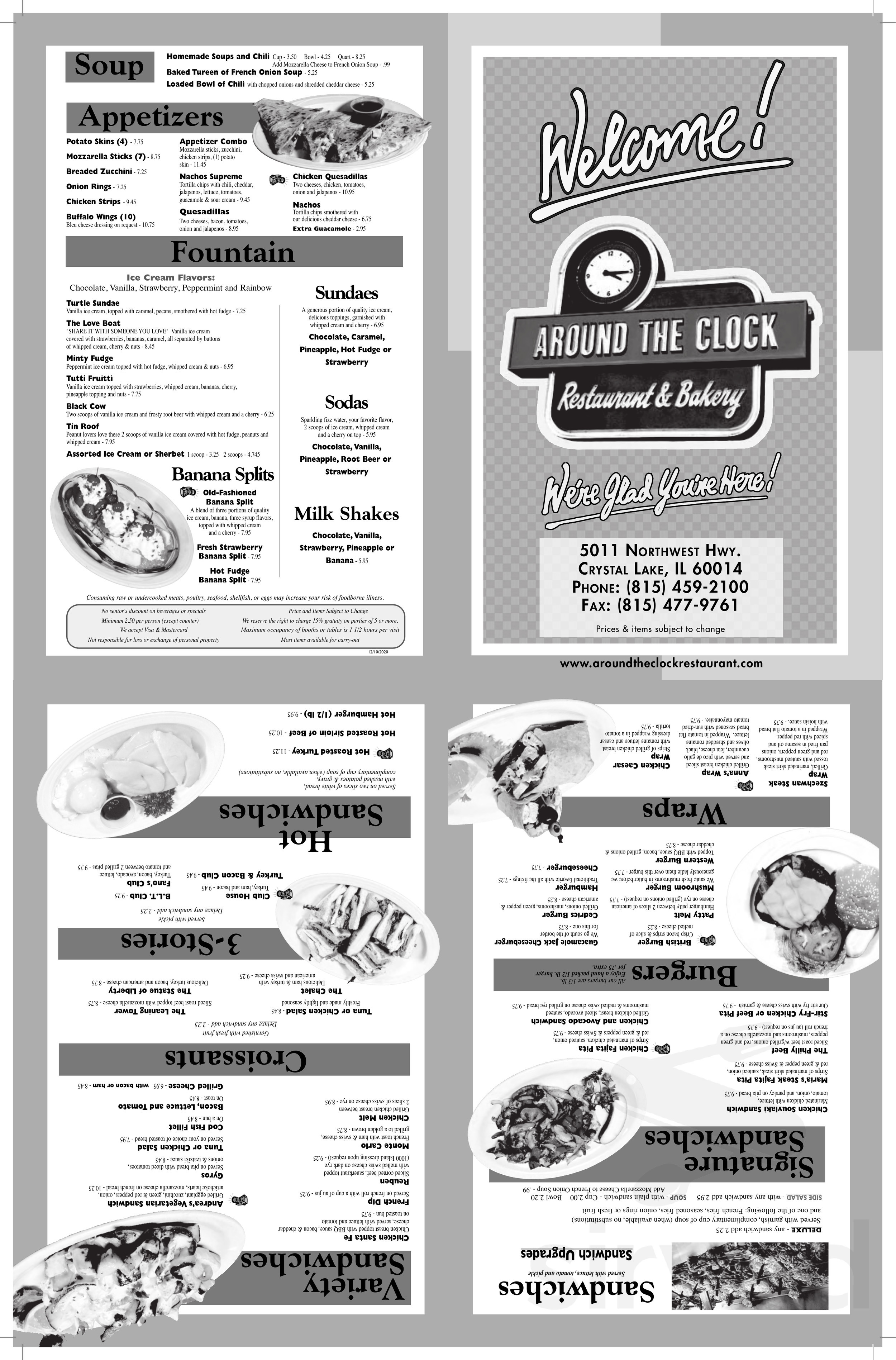 Around the Clock Restaurant menu in Crystal Lake, Illinois, USA