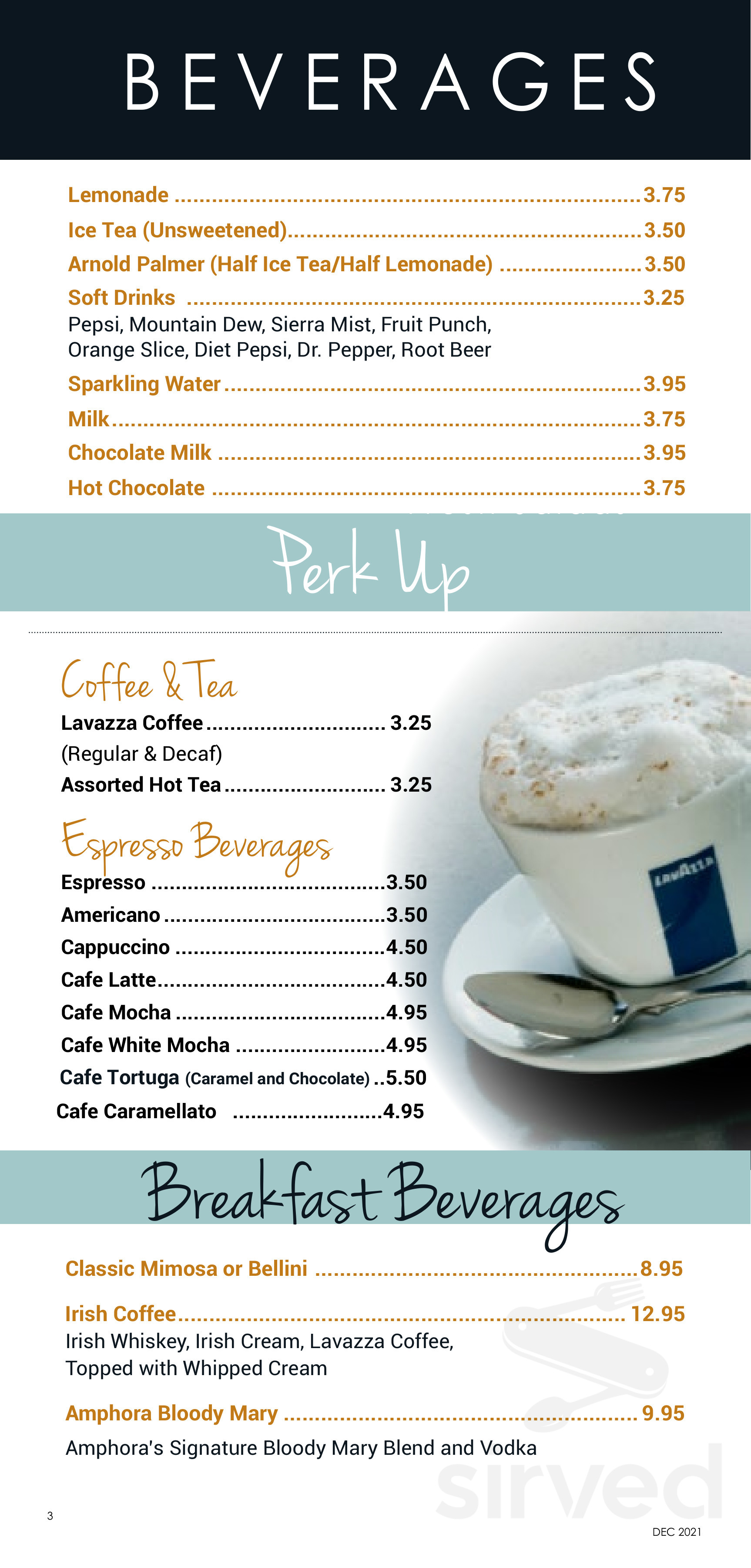 Amphora Diner Deluxe menu in Herndon, Virginia, USA