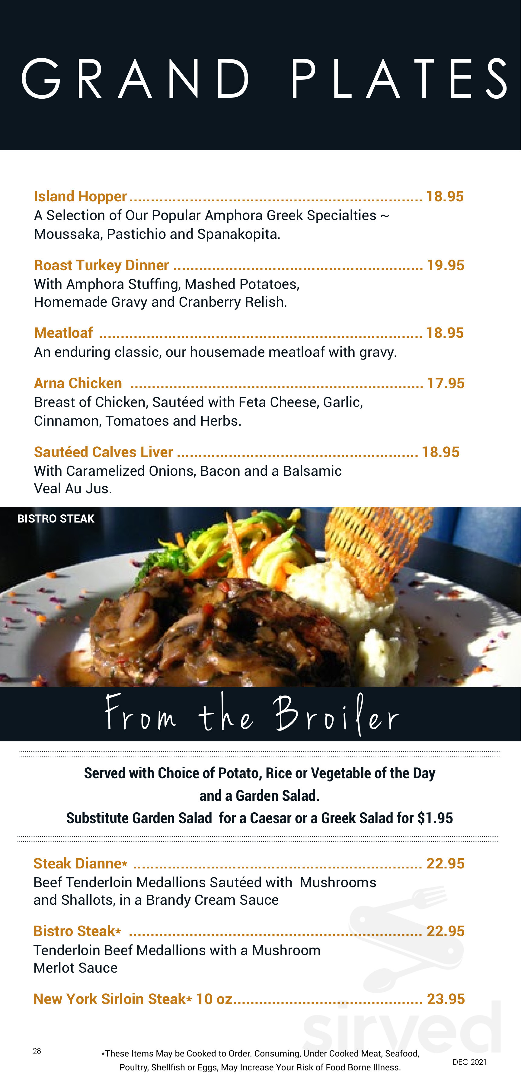 Amphora Diner Deluxe menu in Herndon, Virginia, USA