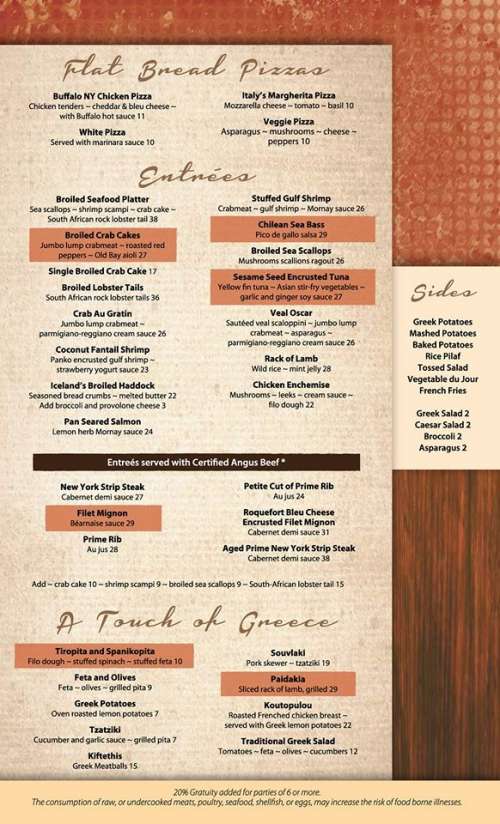 The Orchards Restaurant menu in Chambersburg, Pennsylvania, USA