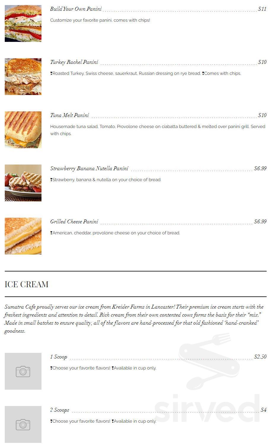 Sumatra Café menu in Wyncote, Pennsylvania, USA