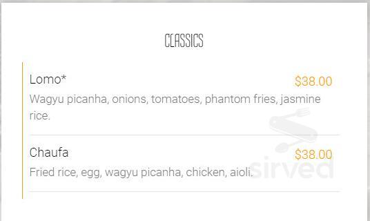 Platea Prime Steakhouse & Ceviche Bar menu in Pinecrest, Florida, USA