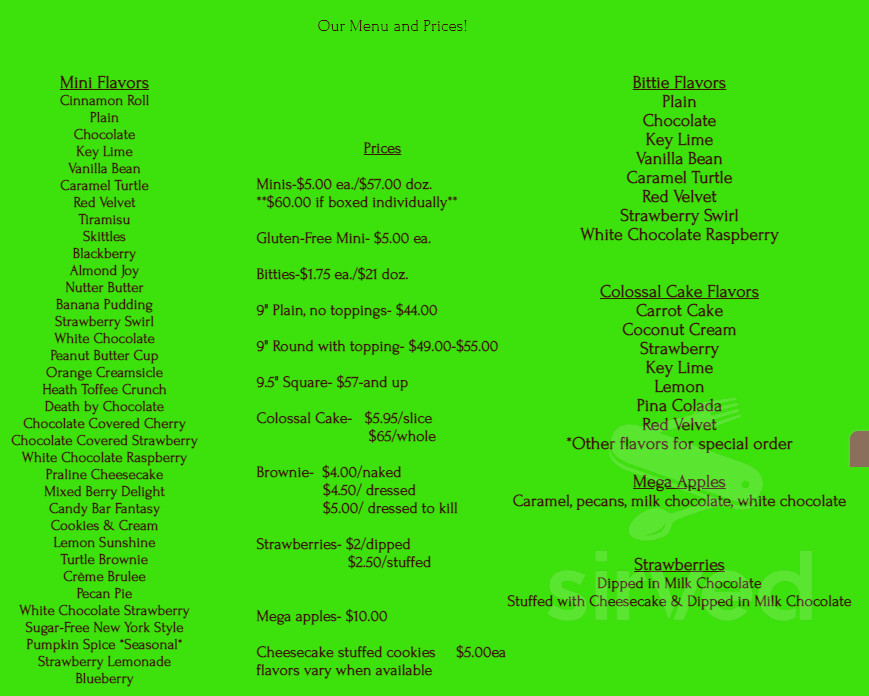Menu for Cheesecake Heaven in Dalton, GA | Sirved