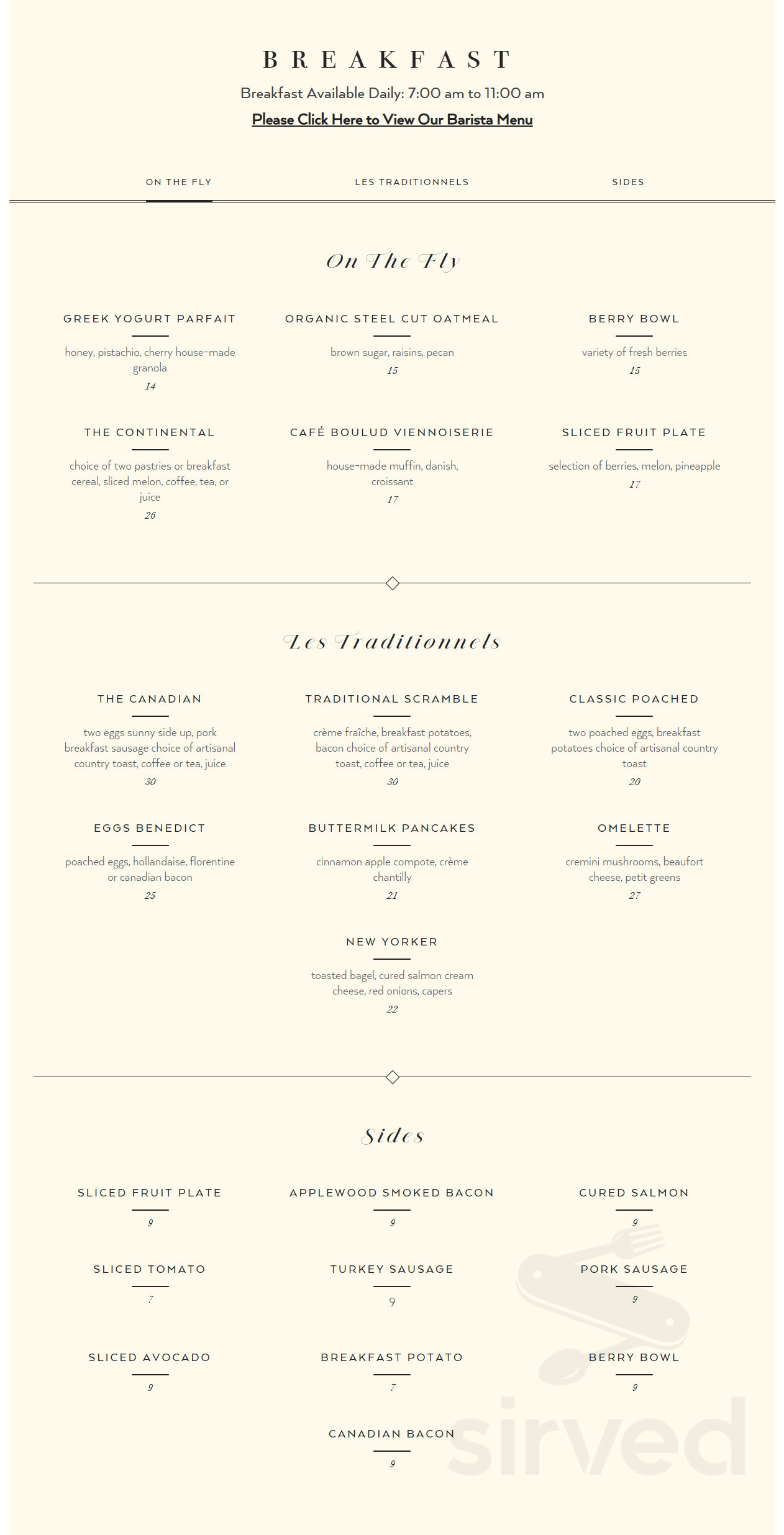 Menu - Palm Beach FL's Café Boulud | Sirved