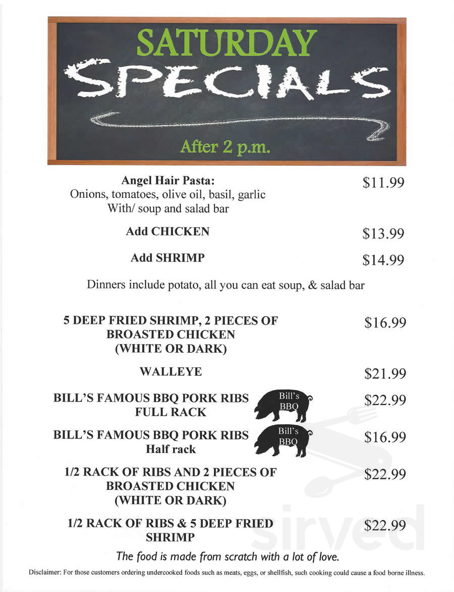 Menu - Brule WI's Twin Gables Cafe-Lounge | Sirved