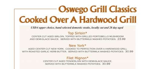 Oswego Grill- Wilsonville Menu - Clackamas, Oregon | Sirved