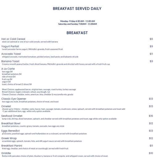 Poets Modern Cocktails & Eats menu in Baltimore, Maryland, USA