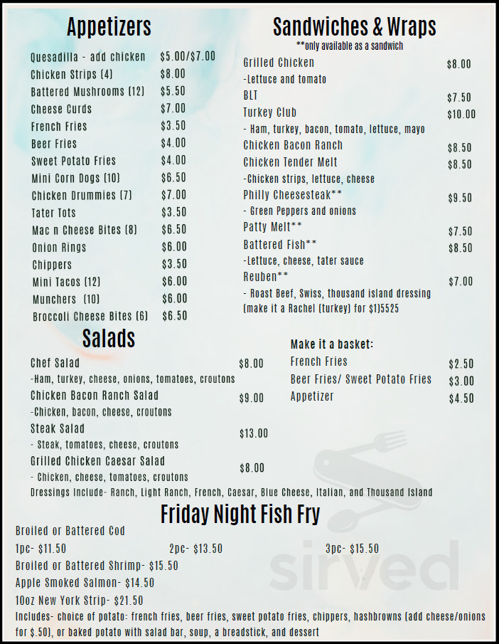 The Greens Bar & Restaurant /River Run Golf Course menu in Sparta ...