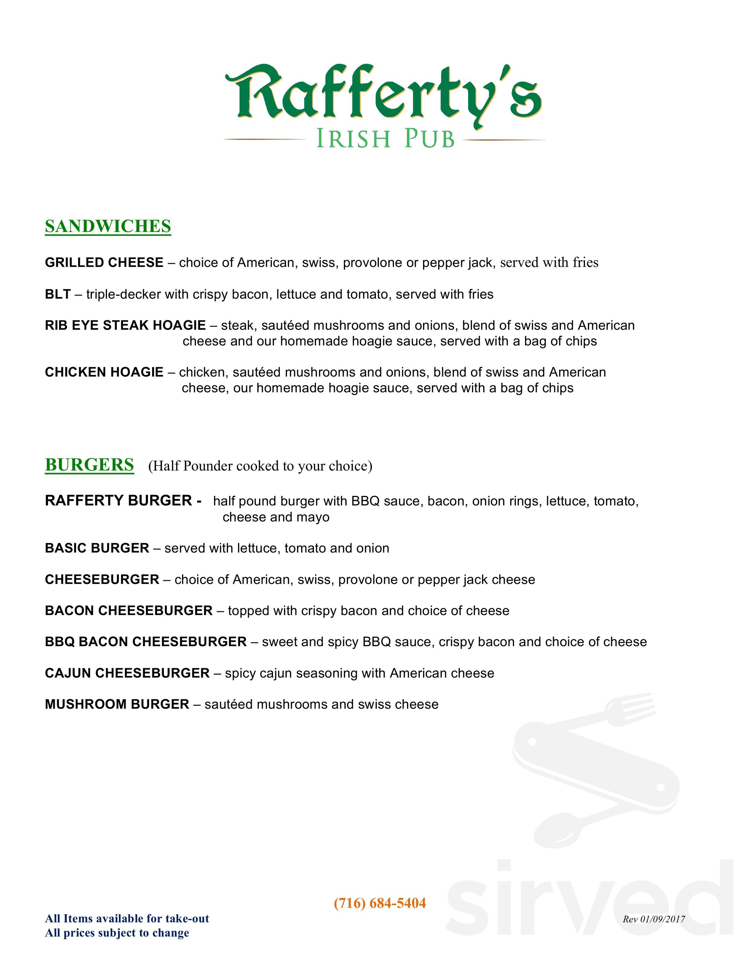 Rafferty's menus in Depew, New York, United States