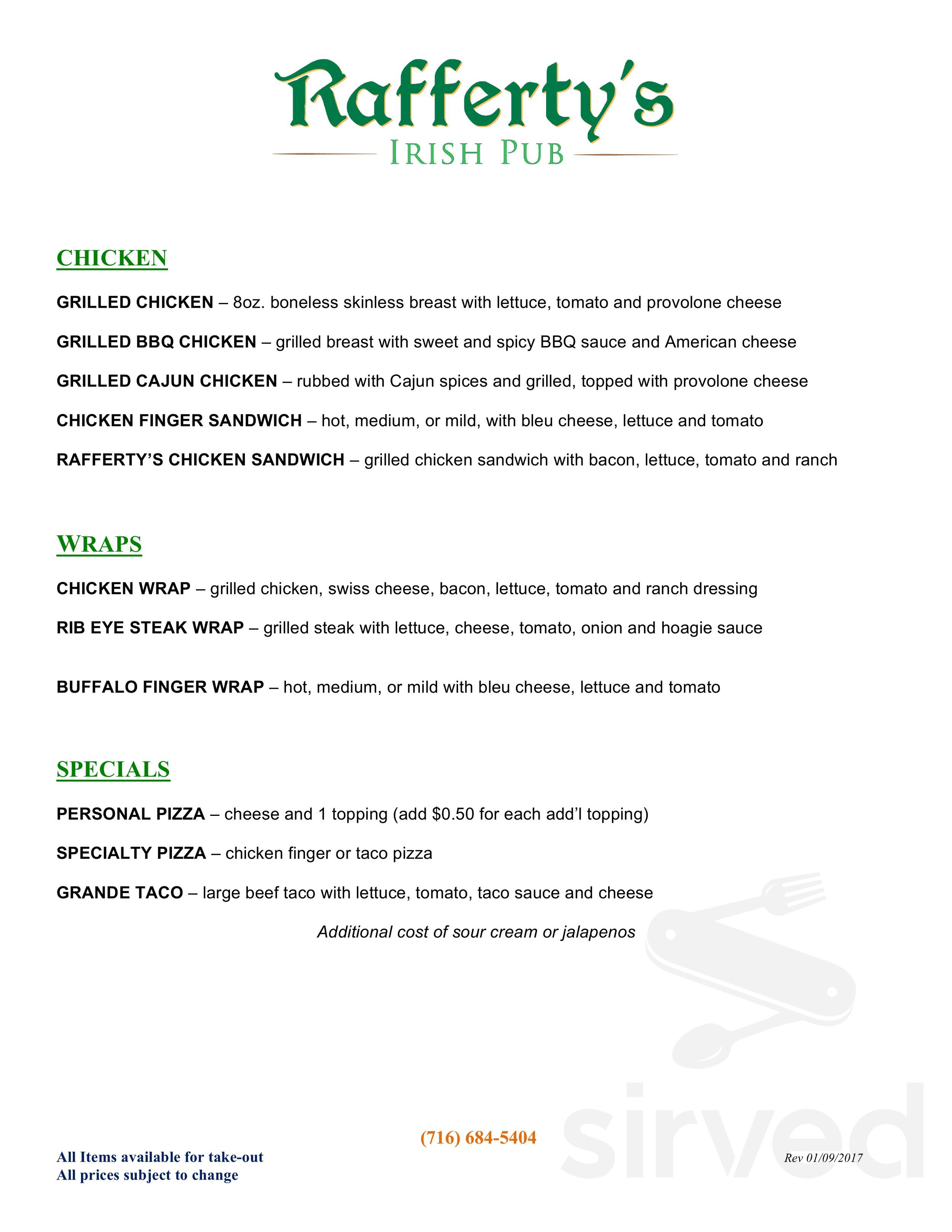 Rafferty's menus in Depew, New York, United States