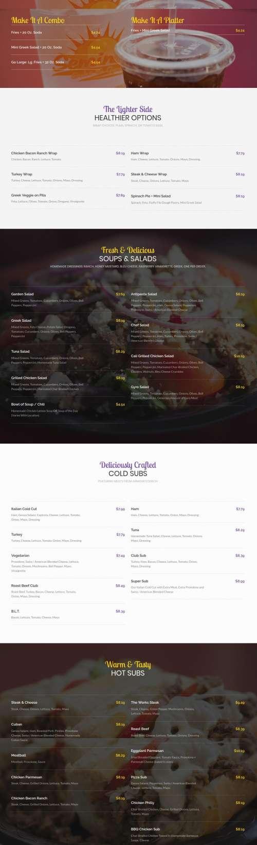 Seminole Subs & Gyros menu in Largo, Florida, USA