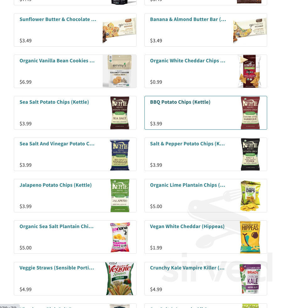 ORGANICO menu in Los Angeles, California, USA