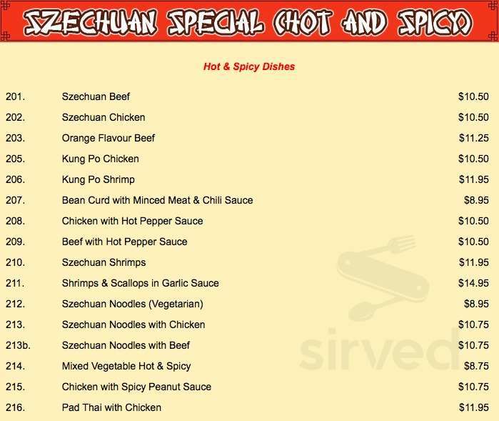 Bronte Chinese Food menus in Oakville, Ontario, Canada