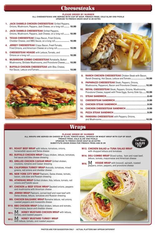 Pandora Diner menu in Springfield, New Jersey, USA