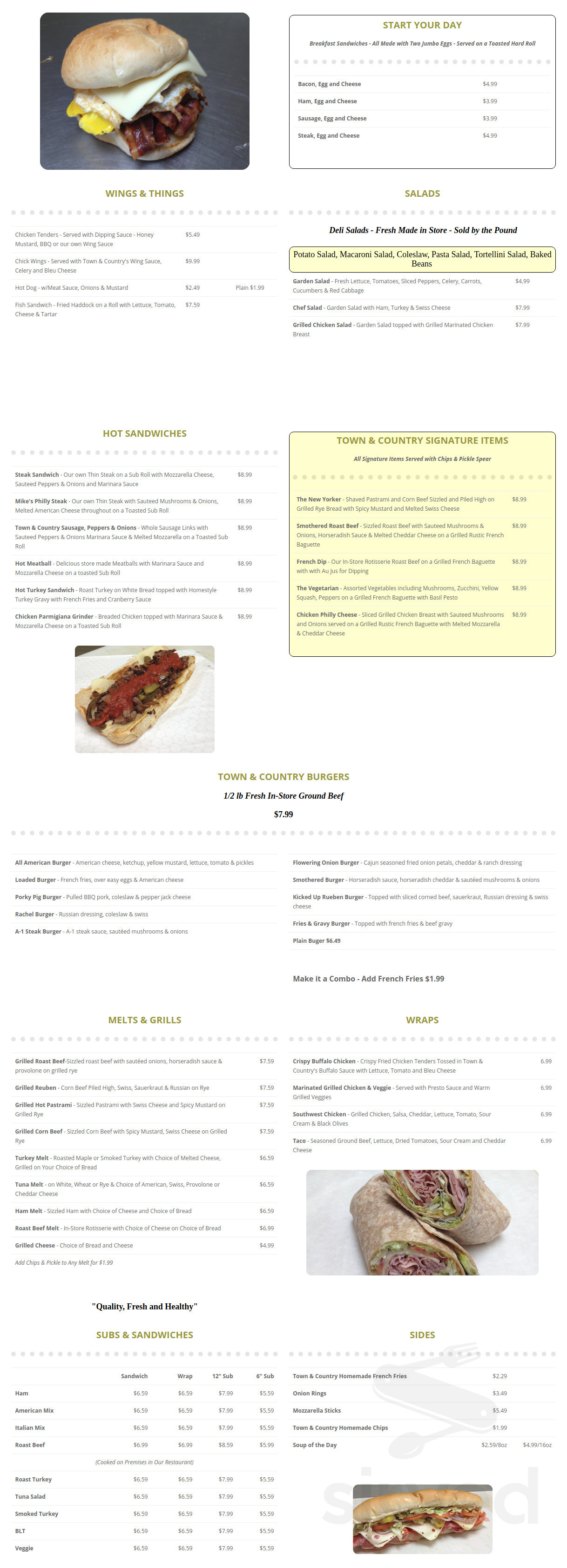 Town & Country Meat & Cheese menu in Amsterdam, New York, USA