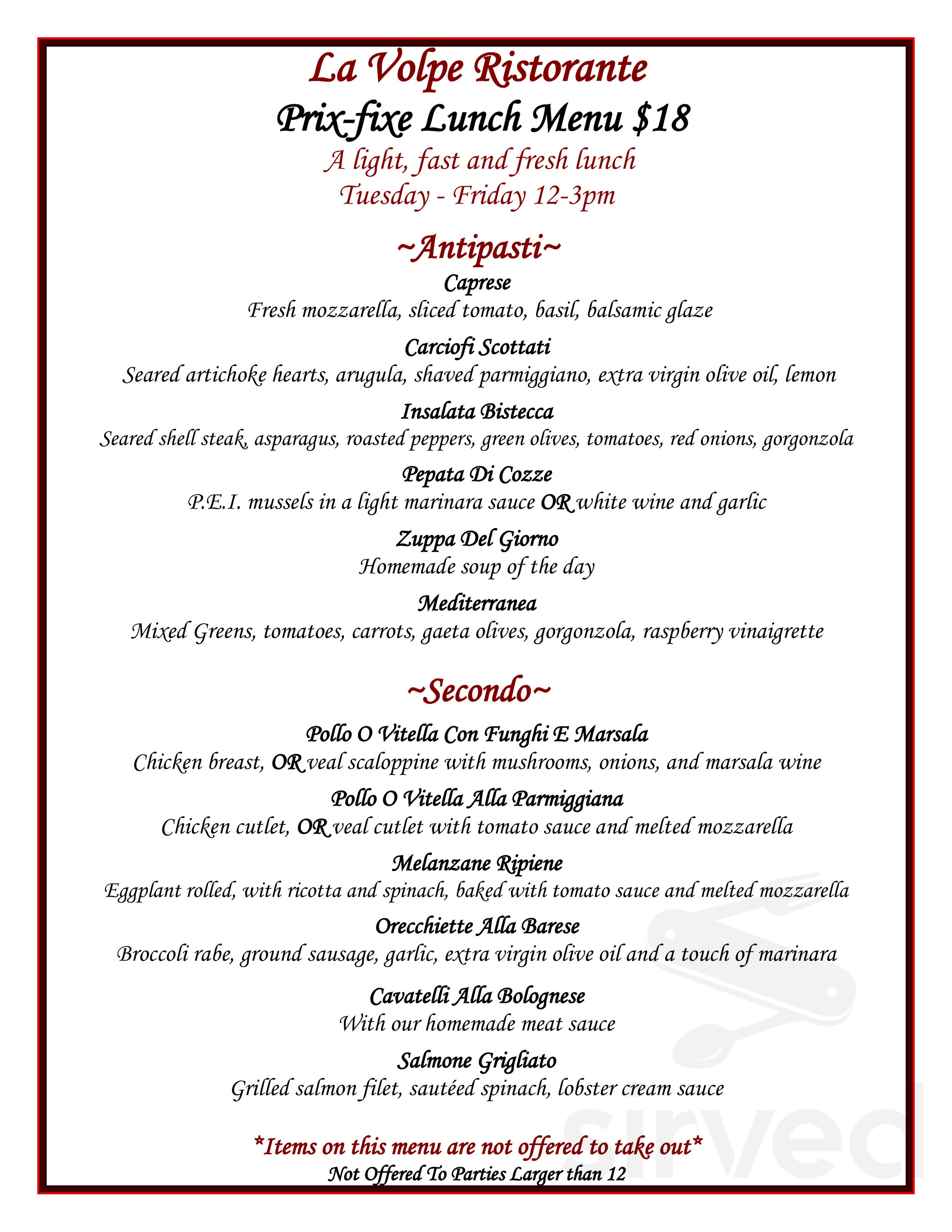 La Volpe Restaurant & Anton Pizzeria menu in Center Moriches, New York, USA