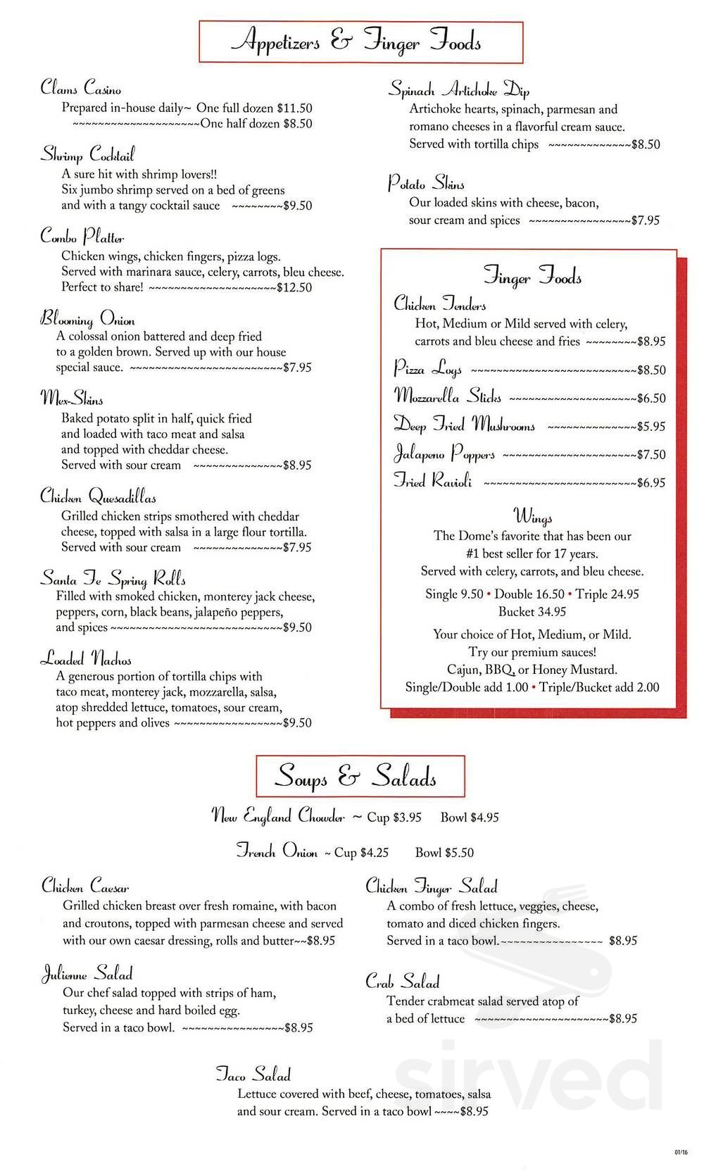 Dome Stadium menus in Tonawanda, New York, United States