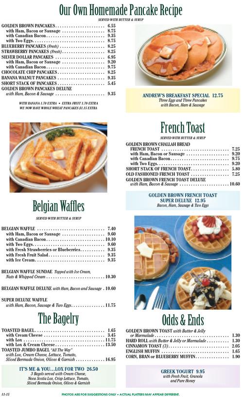 Andrew's Diner menu in Staten Island, New York, USA