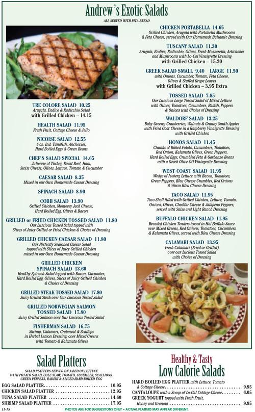 Andrew's Diner menu in Staten Island, New York, USA