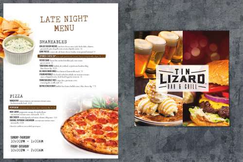 Tin Lizard Bar and Grill menu in East Peoria, Illinois, USA