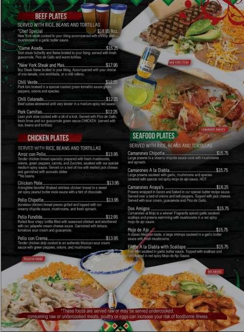 Anaya's Fresh Mexican Restaurant, Glendale menu in Glendale, Arizona, USA