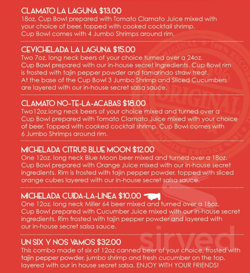 La Laguna Mariscos and Sushi menu in Laredo, Texas, USA