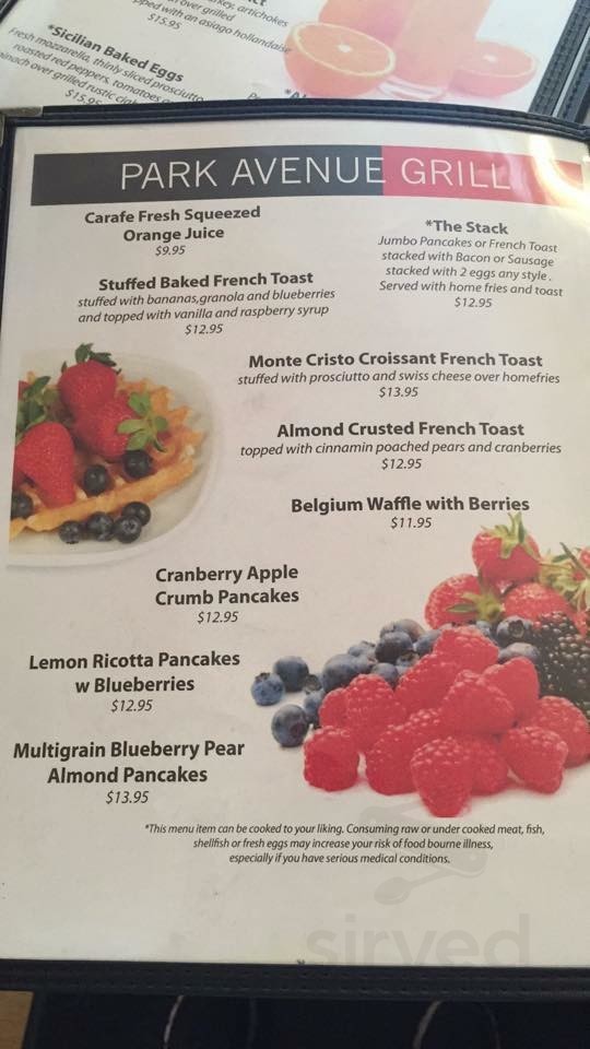 Park Avenue Grill menu in Amityville, New York, USA