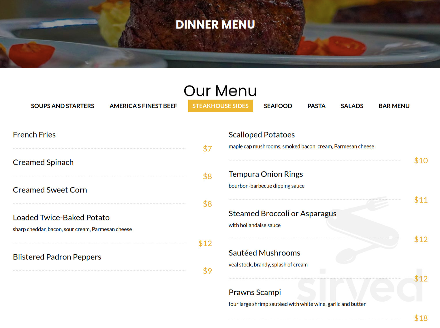 Whaling Station restaurant menu in Monterey, California, USA