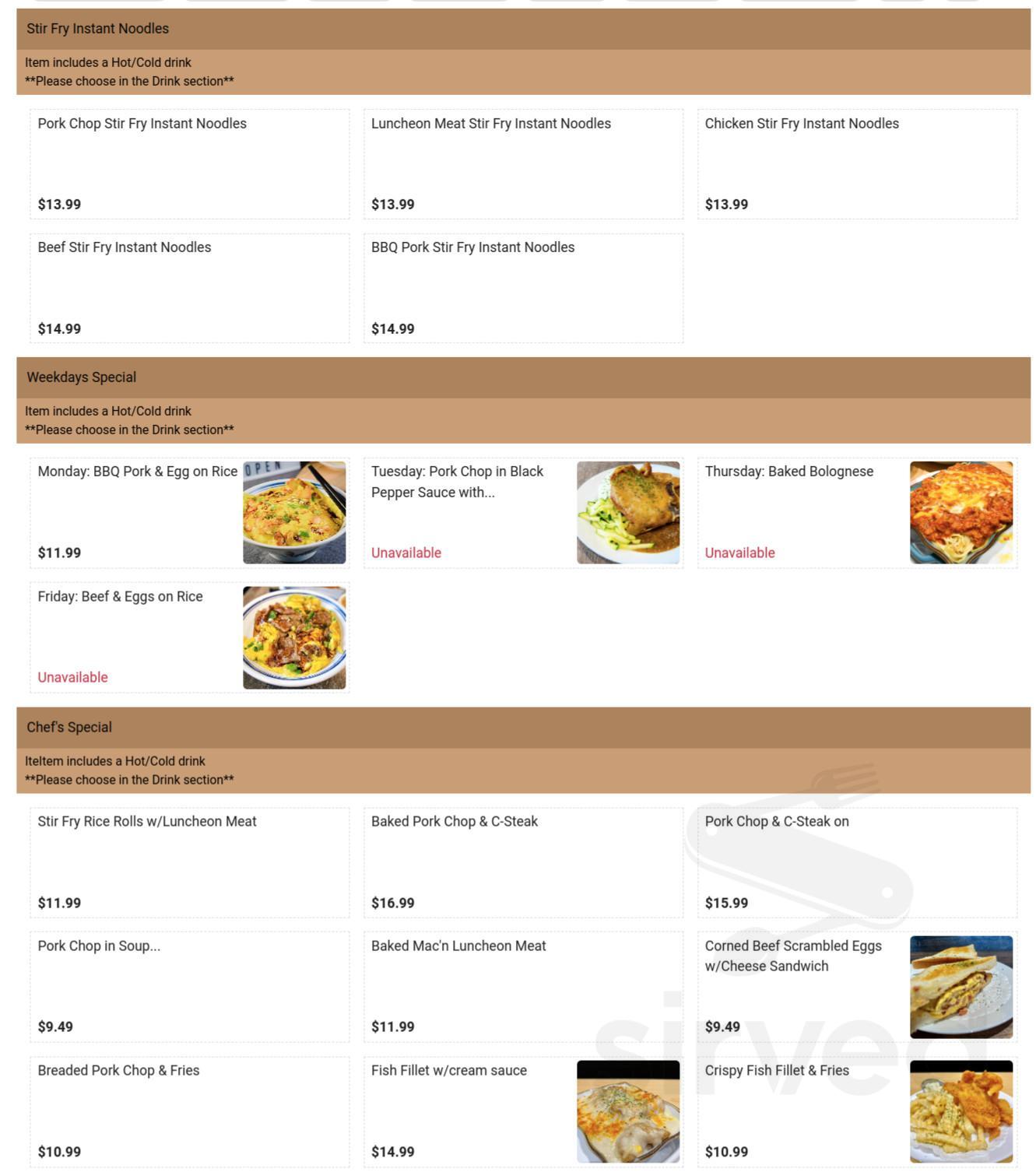 茶記 Cha Kee Restaurant (Markham) menu in Markham, Ontario, Canada