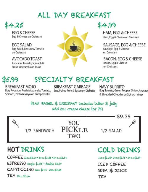 Park Deli menu in Annapolis, Maryland, USA