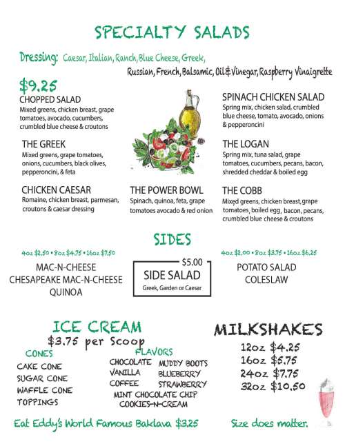 Park Deli menu in Annapolis, Maryland, USA